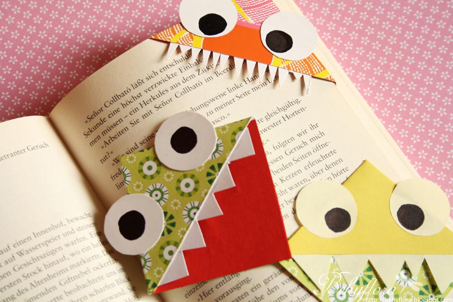 Bücher-Monster basteln - kreatives Lesezeichen – Knuspirg-Fein.de